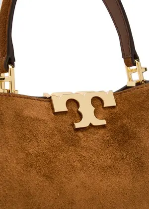 Tory Burch Eleanor Mini T-logo Suede Top Handle Bag - Caramel