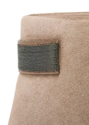 Brunello Cucinelli Beaded Suede Clutch - Sand