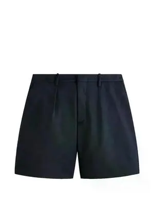 Kith Navy Pleated Shorts With Rear Logo Patch - Blue