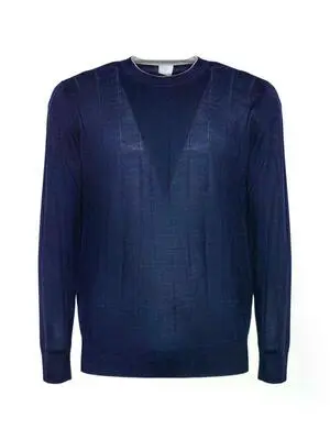 Eleventy Ribbed Knit Crew Neck Sweater - Blue