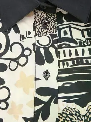 ERMANNO FIRENZE Graphic Print Button-up Midi Dress - Neutrals