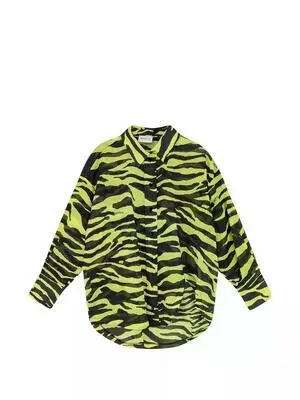 Attico Asymmetric Animal-print Cotton Shirt - Yellow