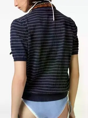 Miu Miu Striped V-neck Polo Shirt