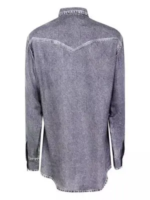 PIERRE-LOUIS MASCIA Acid Wash Double Pocket Shirt - Grey