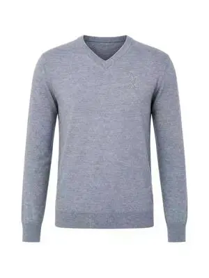 BILLIONAIRE V-neck Merino Wool Jumper - Grey