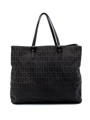 Fendi Zucchino Canvas Tote Bag - Black