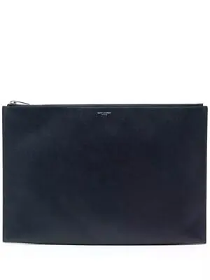 Saint Laurent Grain De Poudre Zip Document Holder Clutch Bag - Black