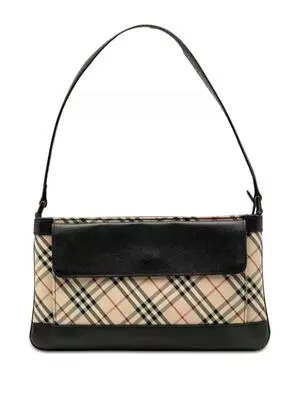 Burberry Nova Check Canvas Shoulder Bag - Black