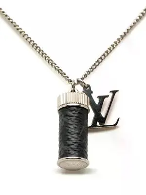 LOUIS VUITTON Brass Monogram Eclipse Charm Necklace - Black