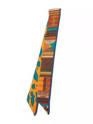 Hermès 2010-2026 Pelages Et Camouflage Silk Twilly Scarf Scarves - Orange