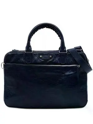 Balenciaga Lambskin Leather Briefcase Bag - Blue