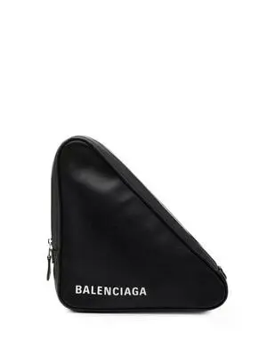 Balenciaga Leather Triangle Clutch Bag