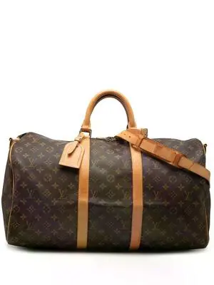 LOUIS VUITTON Monogram Keepall Bandouliere 50 Travel Bag - Brown