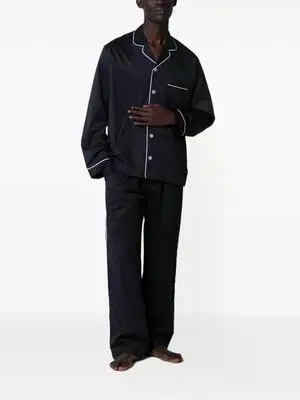 TEKLA Contrast-piping Pajamas Shirt