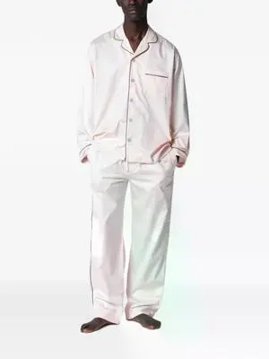 TEKLA Piping-detail Pajama Shirt - Pink