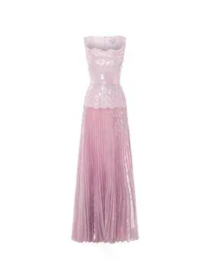 RAMI AL ALI Embellished Pleated Maxi Gown - Pink