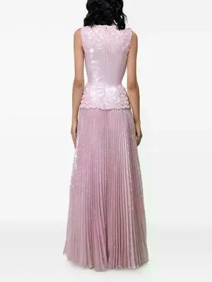 RAMI AL ALI Embellished Pleated Maxi Gown
