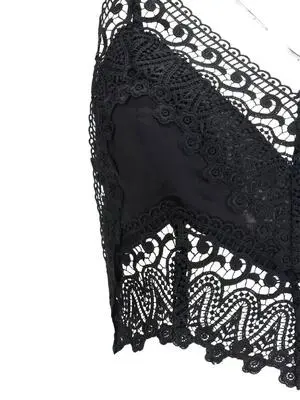 Charo Ruiz Ibiza Blanca Cropped Top With Lace Trim