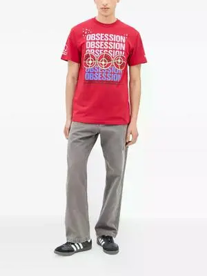 Nancy Ganz Text-print Crew-neck T-shirt - Red