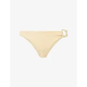 Monday Swimwear Bronte Ring Embellished Bikini Bottoms - Raffia Crinkle