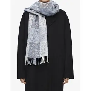 Loewe Anagram Branded-print Wool And Cashmere-blend Scarf