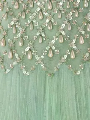 RAMI AL ALI Beaded Pleated Maxi Gown