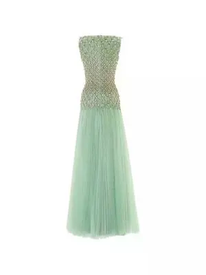 RAMI AL ALI Beaded Pleated Maxi Gown