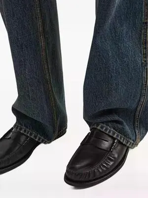Prada Brushed Leather Loafers - Black