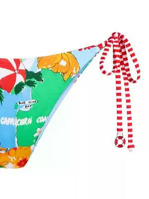 Seafolly Graphic Print Tie-side Bikini Bottoms - Blue