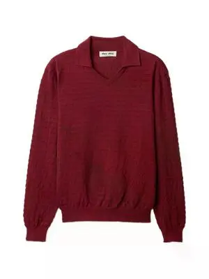 Miu Miu Striped Piqué Polo Shirt - Red