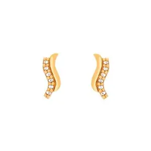 LAVANI JEWELS Gold Plated Wave Earrings With Zirconia - White/gold