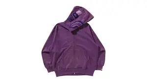 A BATHING APE BAPE Garment Dye Shark Relaxed Fit Full Zip Hoodie - Purple