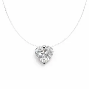 PEARL CODE Lilly Heart Pendant Necklace With Cubic Zirconia - Silver