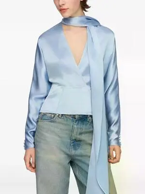 GANNI Wrap-style Blouse With Scarf Detail