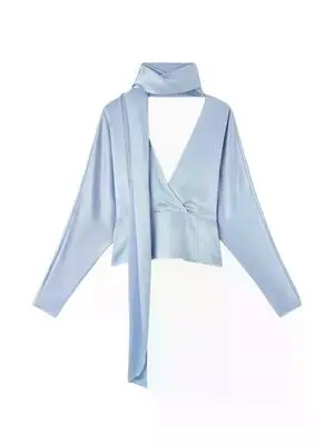 GANNI Wrap-style Blouse With Scarf Detail