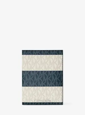 Michael Kors Jet Set Travel Medium Striped Signature Logo Passport Case - Blue