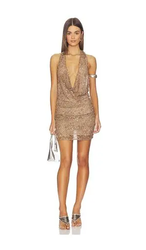 KULANI KINIS Cowl Halter Mini Dress - Brown