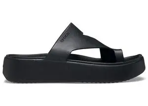 CROCS Getaway Platform Toe Loop Flip Flops - Black