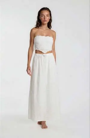 MandiBreeze Lovisa Embroidered Cotton Strapless Top