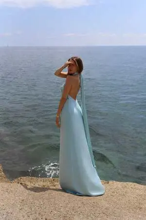 MandiBreeze Lovisa Halter Silk Maxi Dress