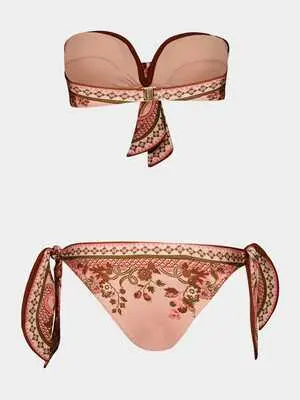 Zimmermann Paisley Floral Aster Scarf Tie Bikini - Pink