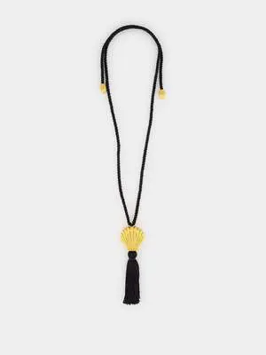 JULIETTA Gold-tone Shell Tasseled Necklace - Black