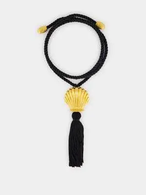 JULIETTA Gold-tone Shell Tasseled Necklace - Black