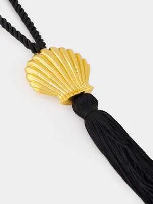 JULIETTA Gold-tone Shell Tasseled Necklace - Black