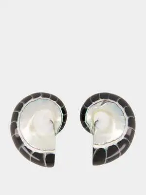 JULIETTA Nautilus Shell Clip-on Earrings - Black