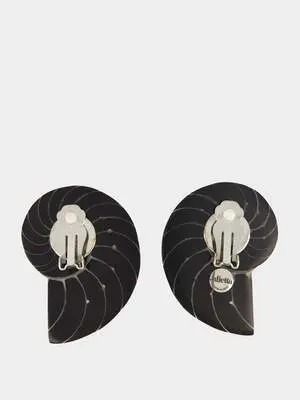 JULIETTA Nautilus Shell Clip-on Earrings - Black