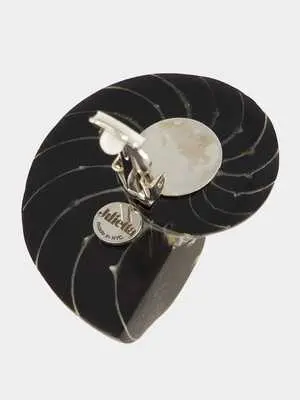 JULIETTA Nautilus Shell Clip-on Earrings - Black