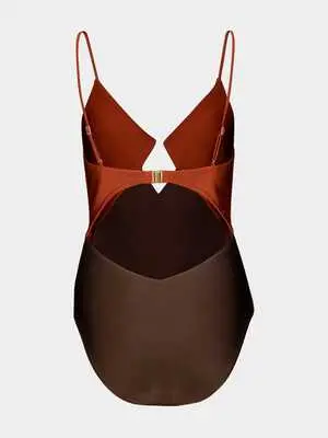 Zimmermann Aster Diamond Cut-out Swimsuit - Brown