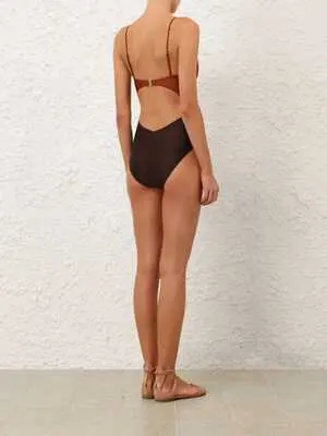 Zimmermann Aster Diamond Cut-out Swimsuit - Brown