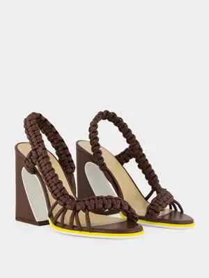 Fendi Arco Braided Leather Heeled Sandals